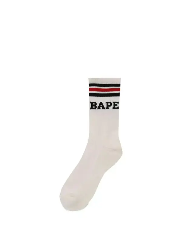 A BATHING APE Stripe Socks - White
