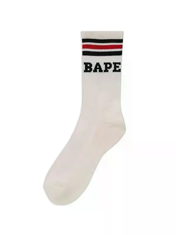 A BATHING APE Stripe Socks - White