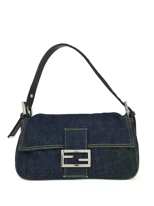Fendi 2009 Denim Baguette Handbag - Blue