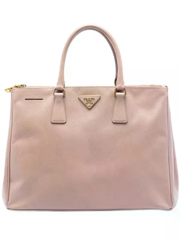 Prada Saffiano Lux Galleria Double Zip Satchel - Brown