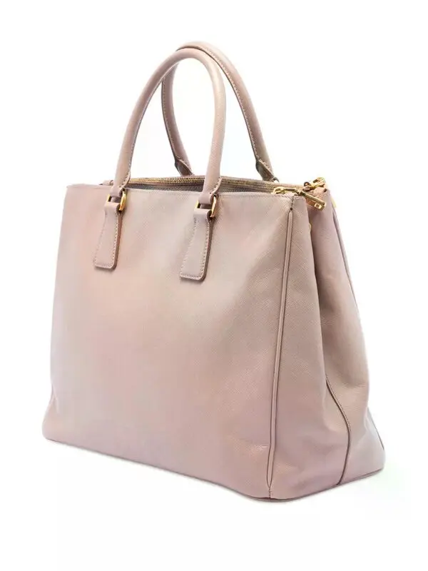 Prada Saffiano Lux Galleria Double Zip Satchel - Brown