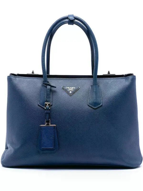 Prada 2021-2025 Saffiano Cuir Twin Tote Bag - Blue