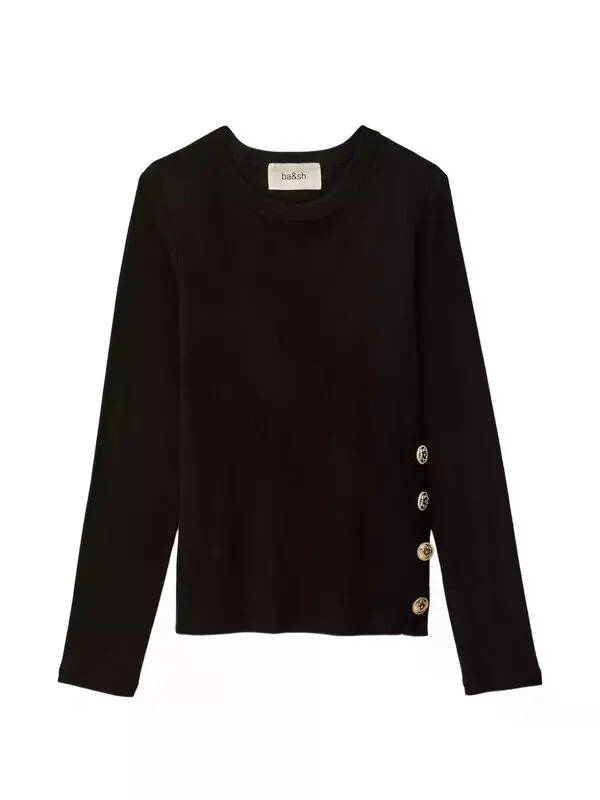 Ba&sh Giulia Buttoned-detail Long-sleeve Top - Black
