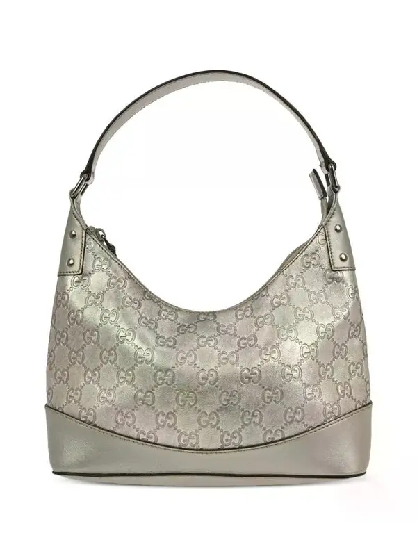 Gucci 1990-2000s Embossed Leather Tote Bag - Silver