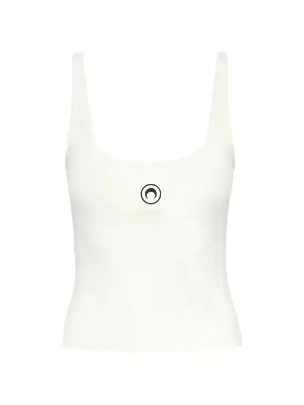 MARINE SERRE Moon-logo Ribbed Tank Top - White