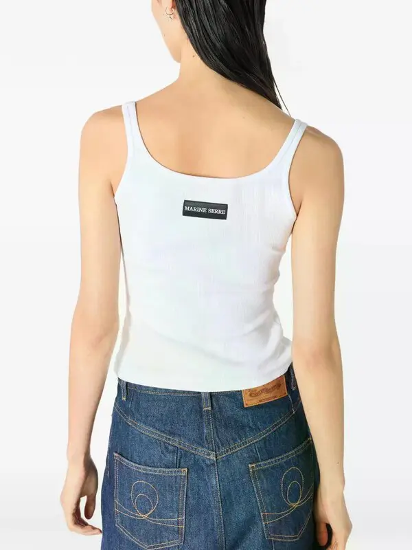 MARINE SERRE Moon-logo Ribbed Tank Top - White