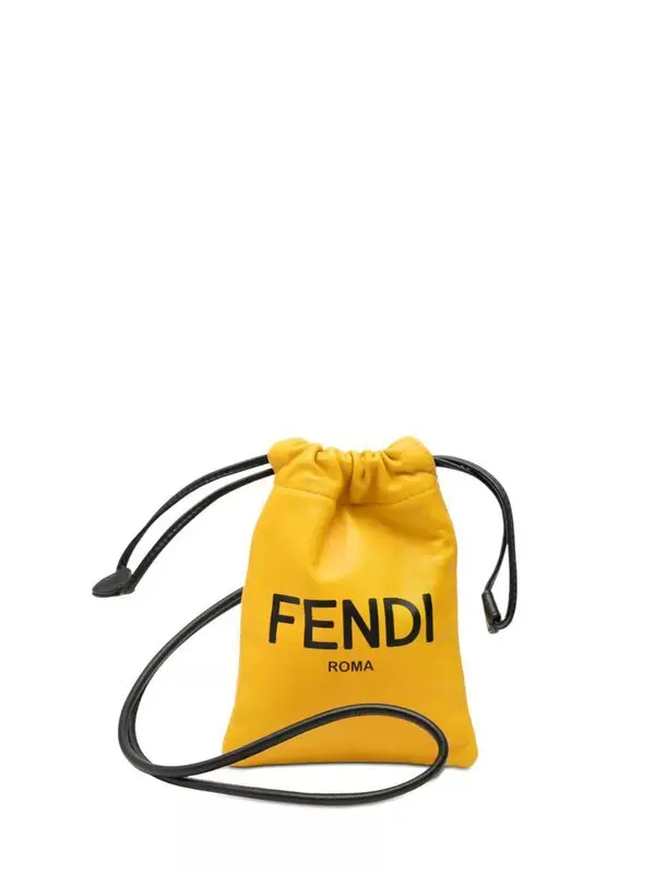 Fendi 2010-2026 Nappa Logo Neck Phone Pouch - Yellow