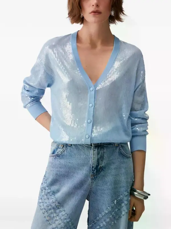 Liu Jo V-neck Long-sleeve Cardigan - Blue