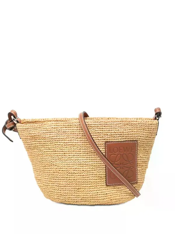 Loewe 2020 Paulas Ibiza Anagram Raffia Pochette Crossbody Bag - Brown
