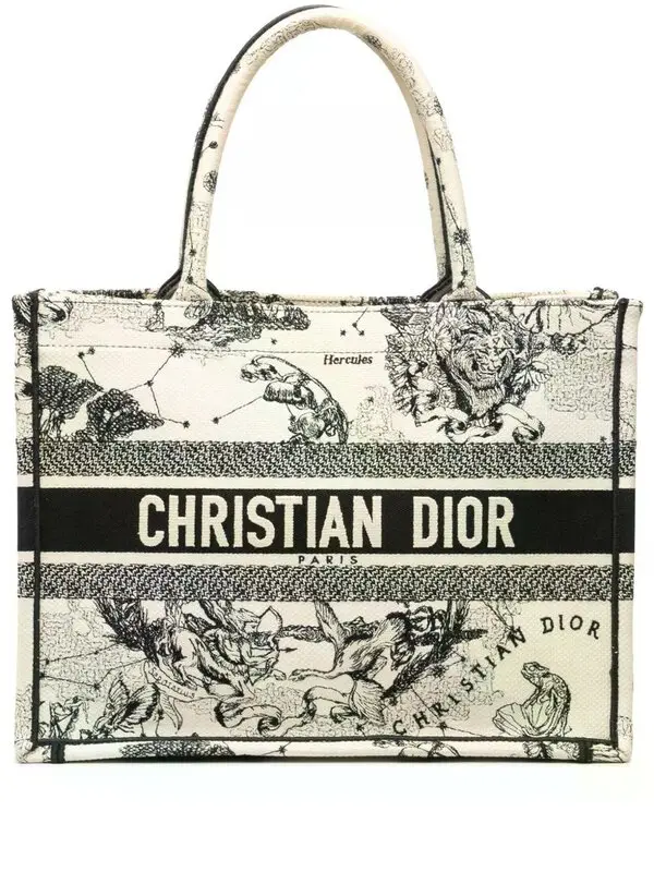 Dior 2022 Medium Zodiac Toile De Jouy Book Tote Bag - Black