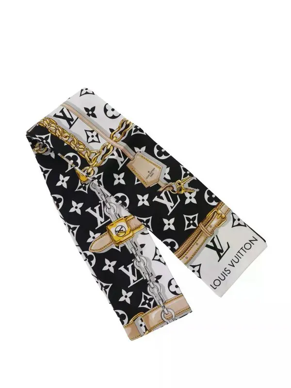 LOUIS VUITTON 2010-2025 Monogram Confidential Bandeau Silk Scarf Scarves - White