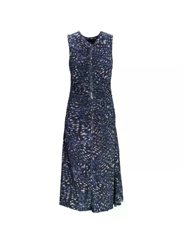 BOSS Gathered Printed Design Dress - Blue