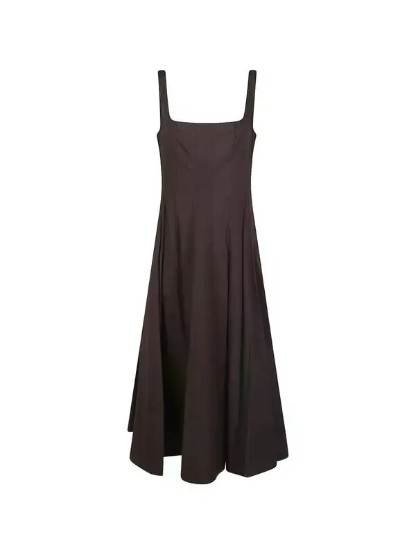 Staud Square-neck Sleeveless Midi Dress - Brown
