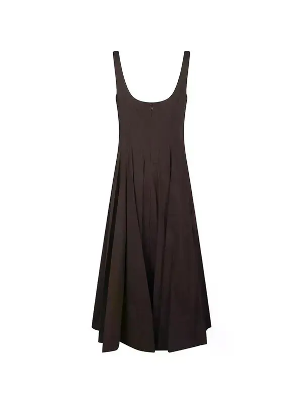 Staud Square-neck Sleeveless Midi Dress - Brown