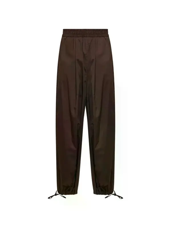 BLANCA VITA Elasticated-waisted Drawstring-hem Trousers - Brown