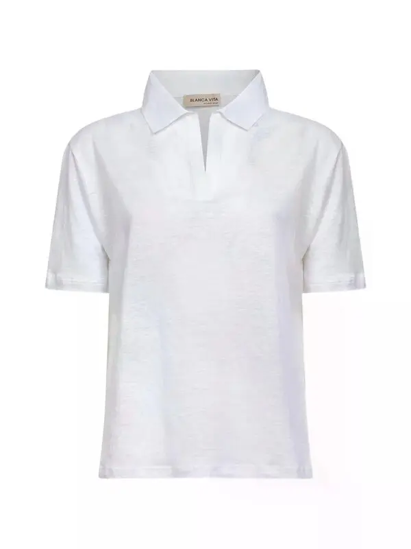 BLANCA VITA V-neck Short-sleeve Polo Shirt - White