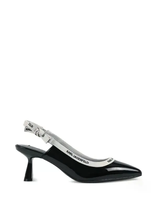Karl Lagerfeld Panache Ribbon Slingback Heeled Pumps - Black