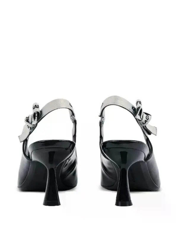 Karl Lagerfeld Panache Ribbon Slingback Heeled Pumps - Black