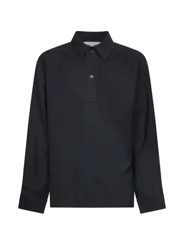 Studio Nicholson Long-sleeved Polo Shirt - Black