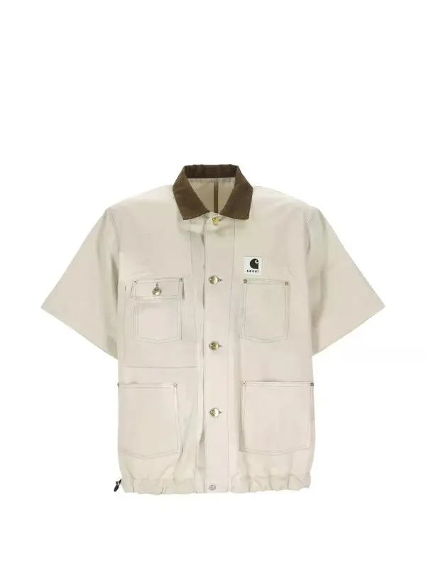 Sacai X Carhartt Wip Duck Corduroy-collar Shirt - Neutrals