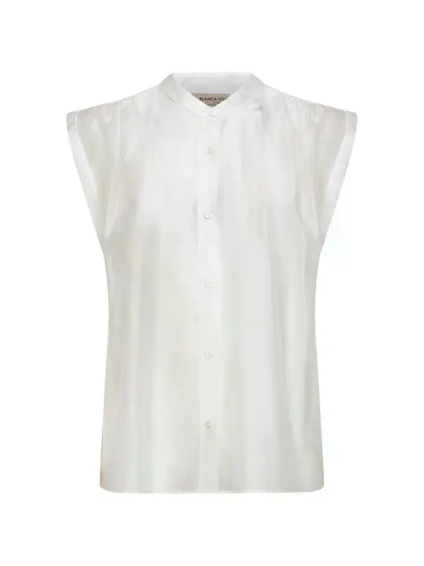 BLANCA VITA Mandarin-collar Blouse - White