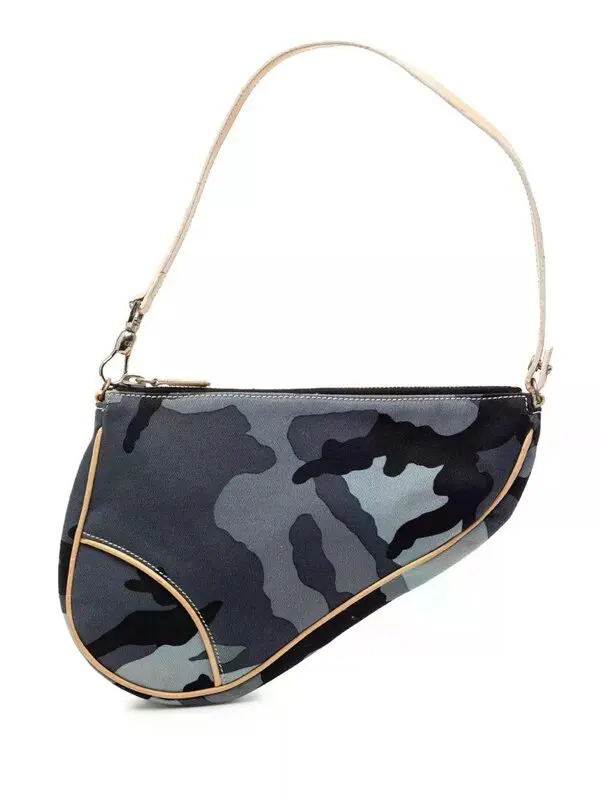 Dior 2002 Mini Canvas Camouflage Saddle Pochette Shoulder Bag - Blue