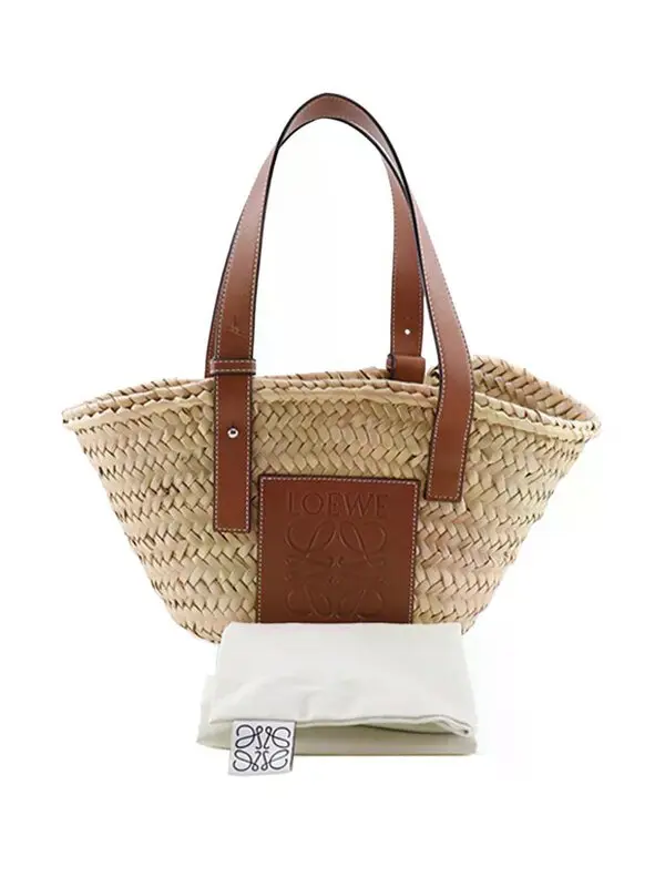 Loewe Small Raffia Anagram Basket Tote Bag - Brown