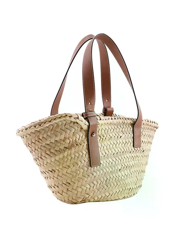 Loewe Small Raffia Anagram Basket Tote Bag - Brown