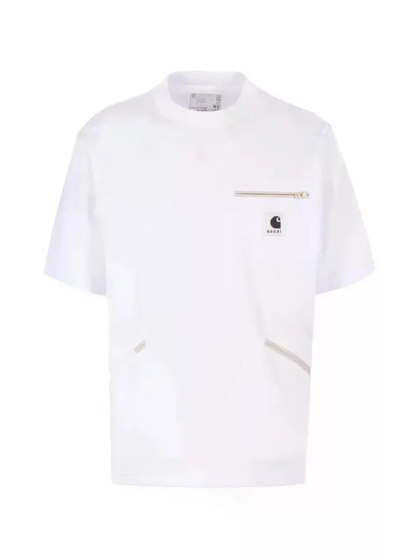Sacai X Carhartt Wip Logo Patch Pockets T-shirt - White