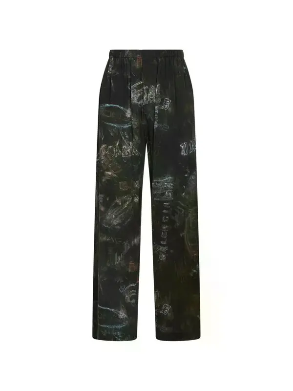 Balenciaga Elasticated-waistband Crayon-print Pajama Pants - Black