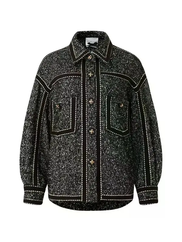 EDWARD ACHOUR PARIS Button-up Contrast-trim Jacket - Black