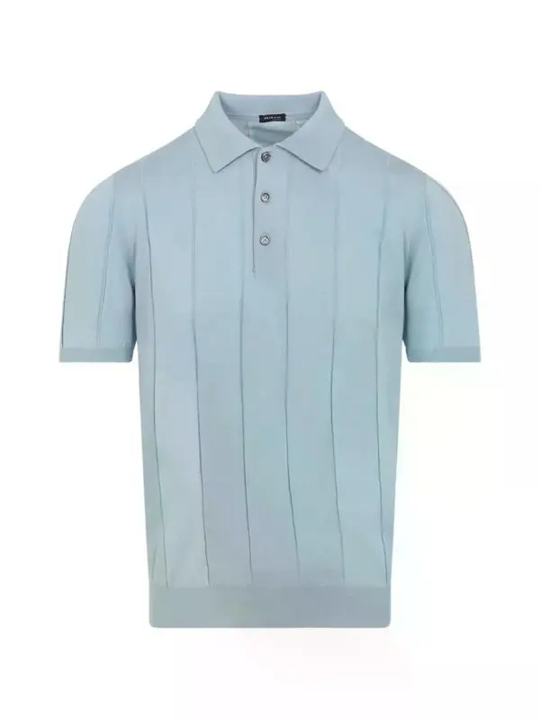 Kiton Vertical Stripe Polo Shirt - Blue