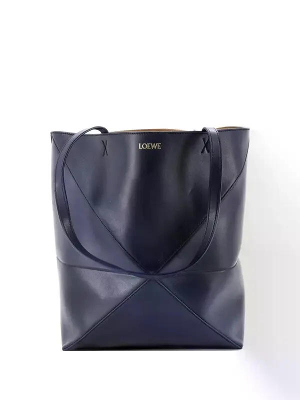 Loewe Puzzle Fold Leather Medium Tote Bag - Blue