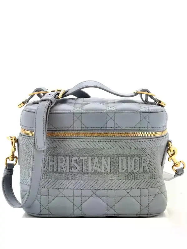 Dior Diortravel Convertible Vanity Case Cannage Quilt Lambskin Small - Grey