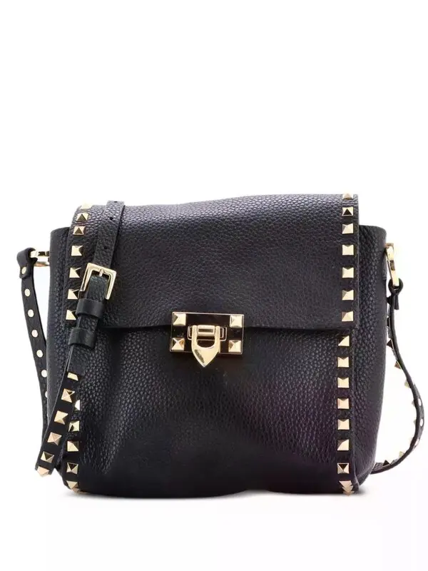 Valentino Garavani Rockstud Vertical Leather Small Crossbody Bag - Black
