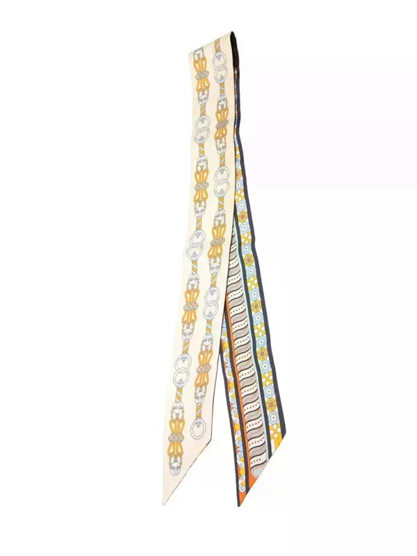 Hermès 2019-2026 Harnais En Rosace Silk Twilly Scarf Scarves - White