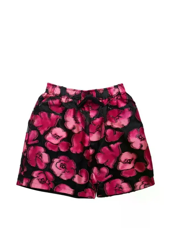 4SDESIGNS Floral Baggy Shorts - Black
