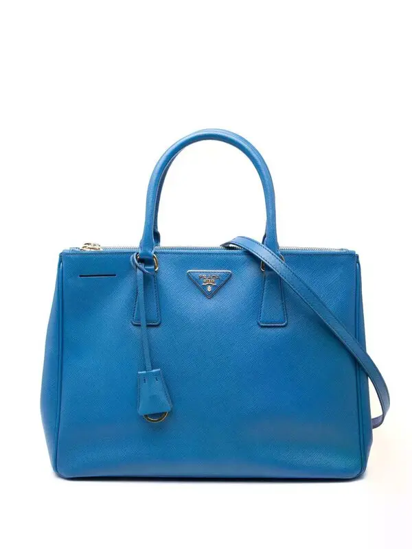 Prada 2010-2026 Medium Saffiano Lux Galleria Double Zip Satchel - Blue