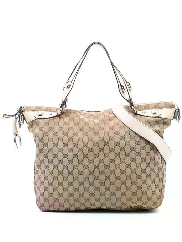 Gucci Large Gg Canvas Icon Bit Satchel - Brown
