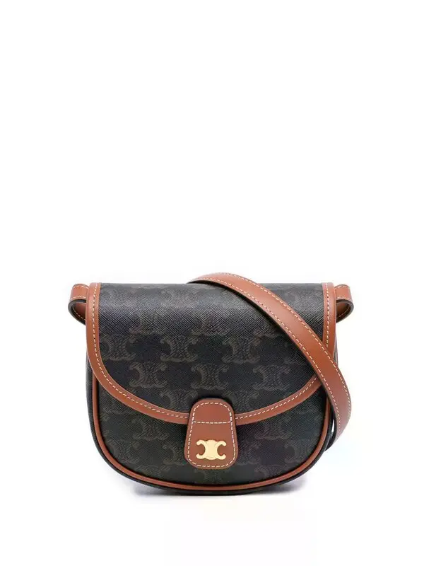 Celine 2024 Mini Triomphe Coated Canvas Besace Crossbody Bag - Brown
