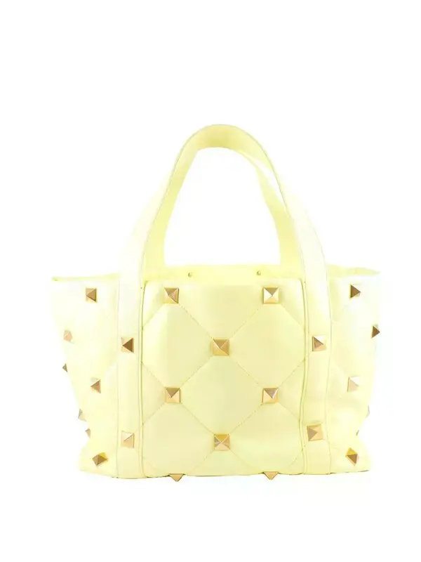 Valentino Garavani 2021 Calfskin Roman Stud Tote Bag - Yellow