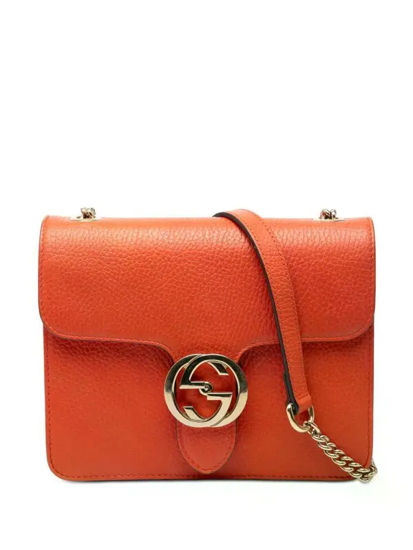 Gucci 2000-2015 Small Dollar Calfskin Interlocking G Crossbody Bag - Orange