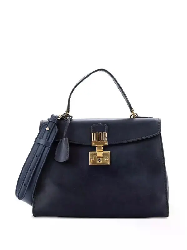 Dior Dioraddict Top Handle Bag Leather Medium Satchel - Blue