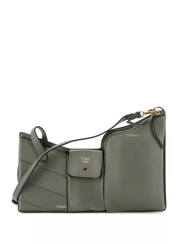 Fendi Bustine 3 Pockets Leather Mini Crossbody Bag - Green