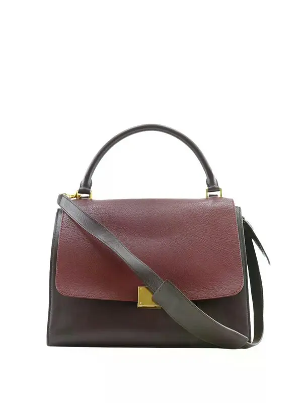 Celine 2010-2026 Medium Tricolor Calfskin And Suede Trapeze Satchel - Brown