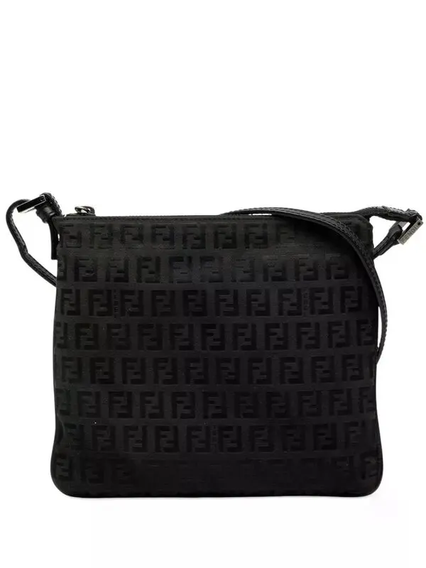 Fendi 2000-2010 Zucchino Canvas Crossbody Bag - Black
