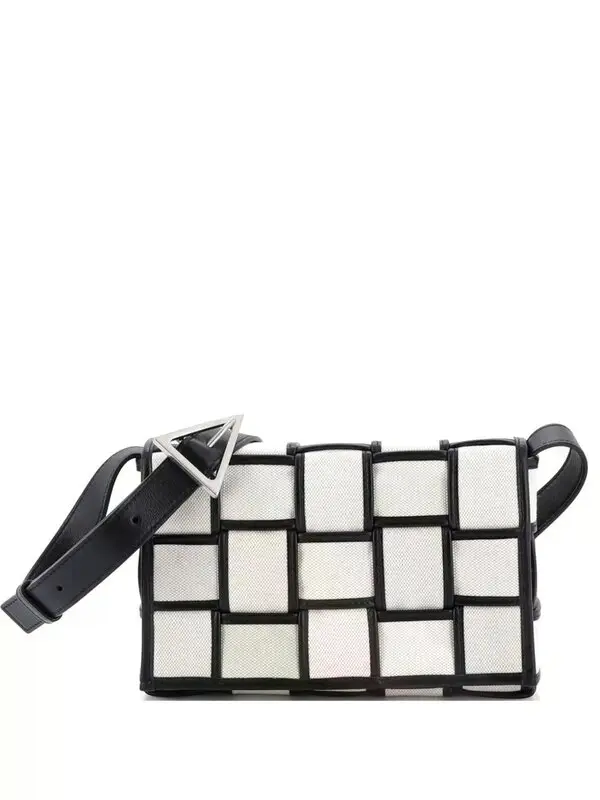Bottega Veneta Cassette Crossbody Bag Padded Maxi Intrecciato Canvas With Leather Shoulder Bag - Neutrals