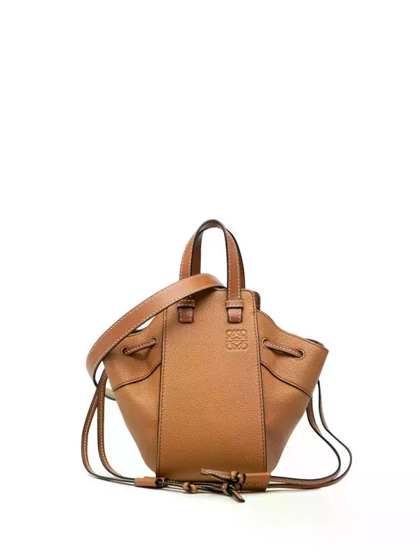 Loewe 2020 Mini Grained Calfskin Drawstring Hammock Bag Satchel - Brown