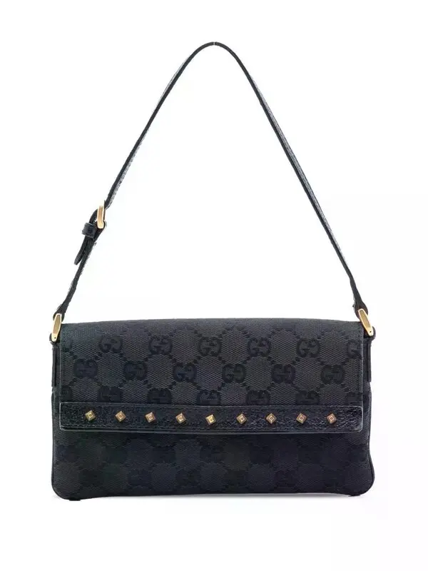 Gucci 2000-2015 Gg Canvas Nailhead Shoulder Bag - Black