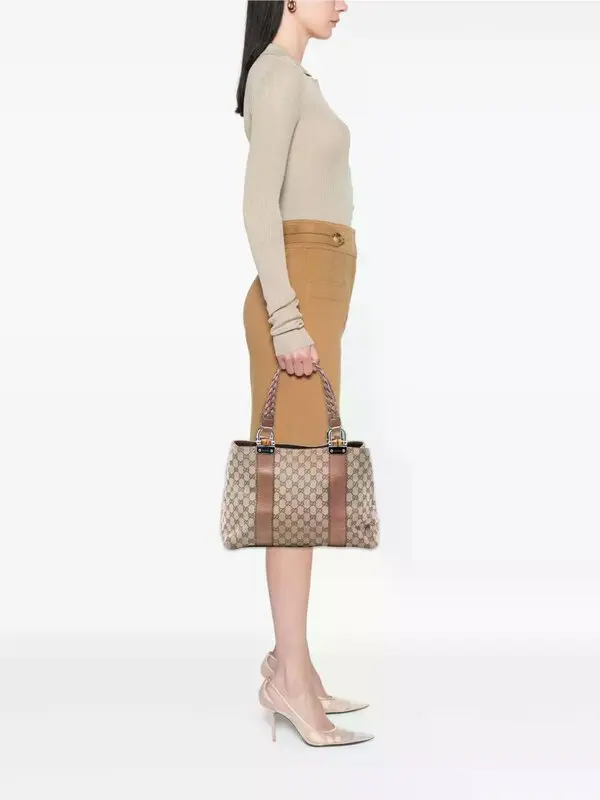 Gucci Gg Canvas Bamboo Libeccio Tote Bag - Brown